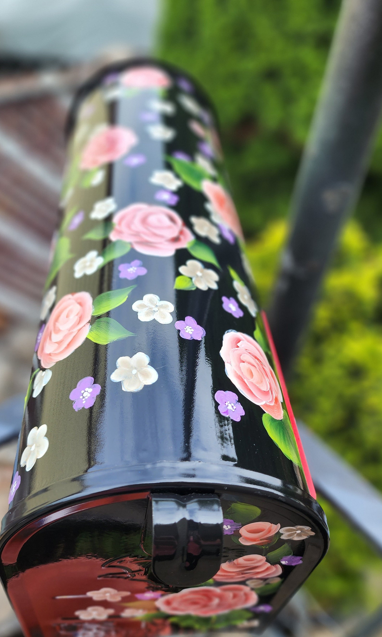 Hand Painted Mailbox Coral Peach Roses W Small White and Purple Flowers ...