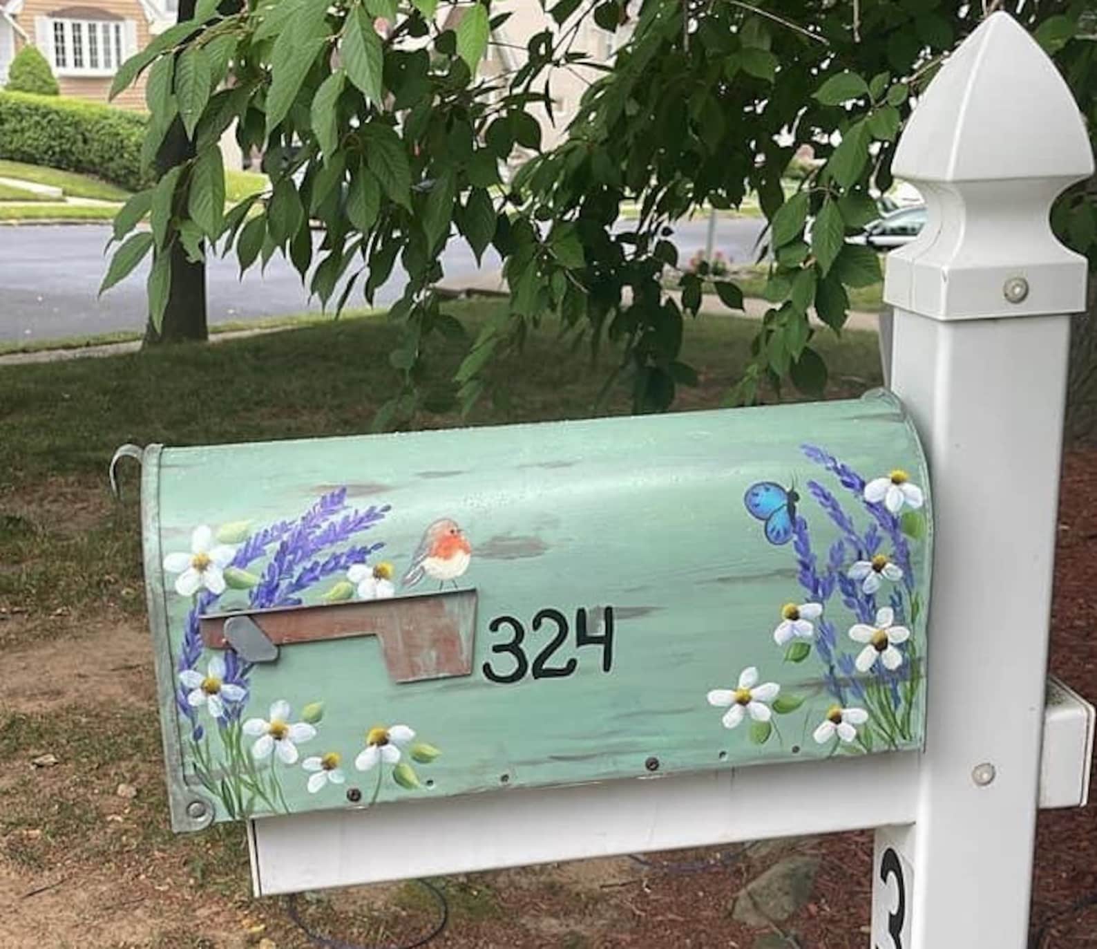 Hand Painted Mailbox Faux Weathered Patina – Custom Design Featuring ...