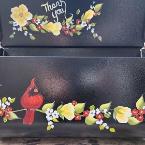 Custom Hand-painted Mailbox With Red Cardinal, Yellow, Burgundy Red and ...