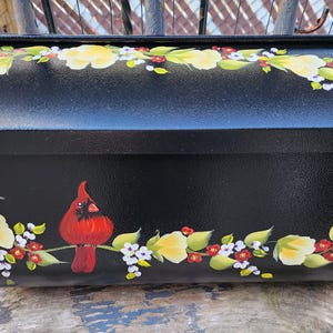 Custom Hand-painted Mailbox With Red Cardinal, Yellow, Burgundy Red and ...