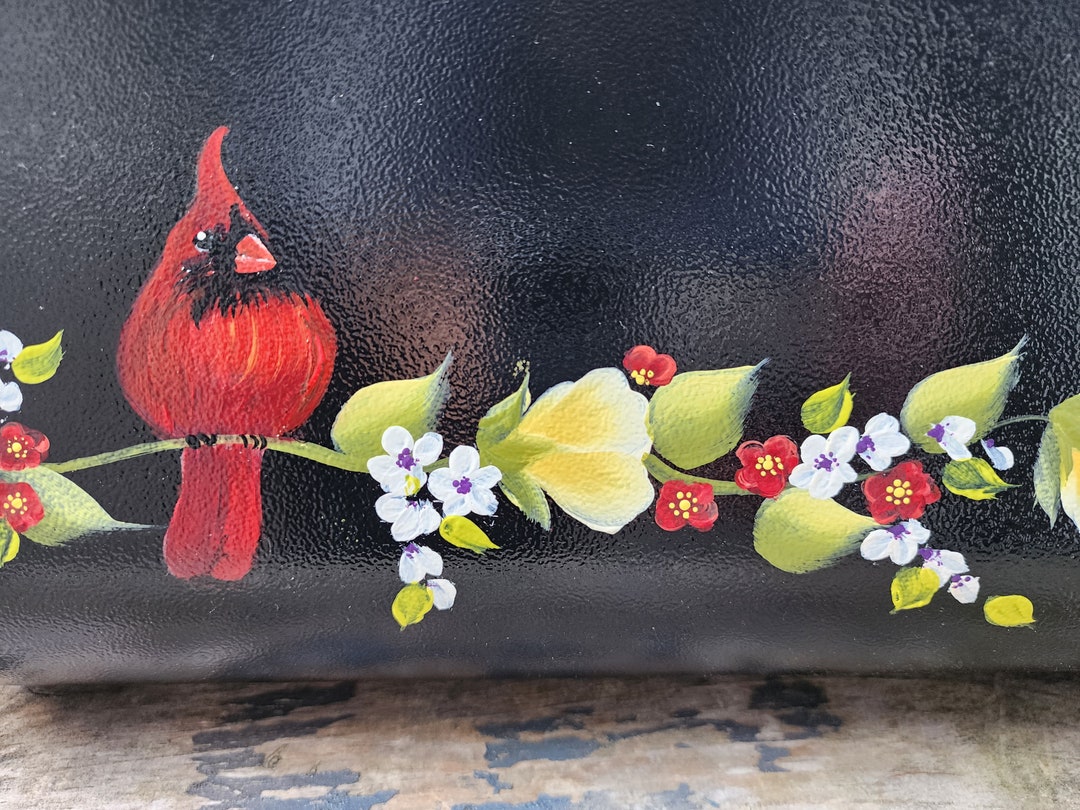 Custom Hand-painted Mailbox With Red Cardinal, Yellow, Burgundy Red and ...