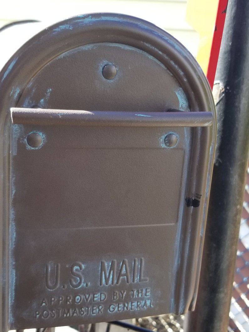 Hand Painted Mailbox Western Design Bronze Look With Painted Turquoise ...