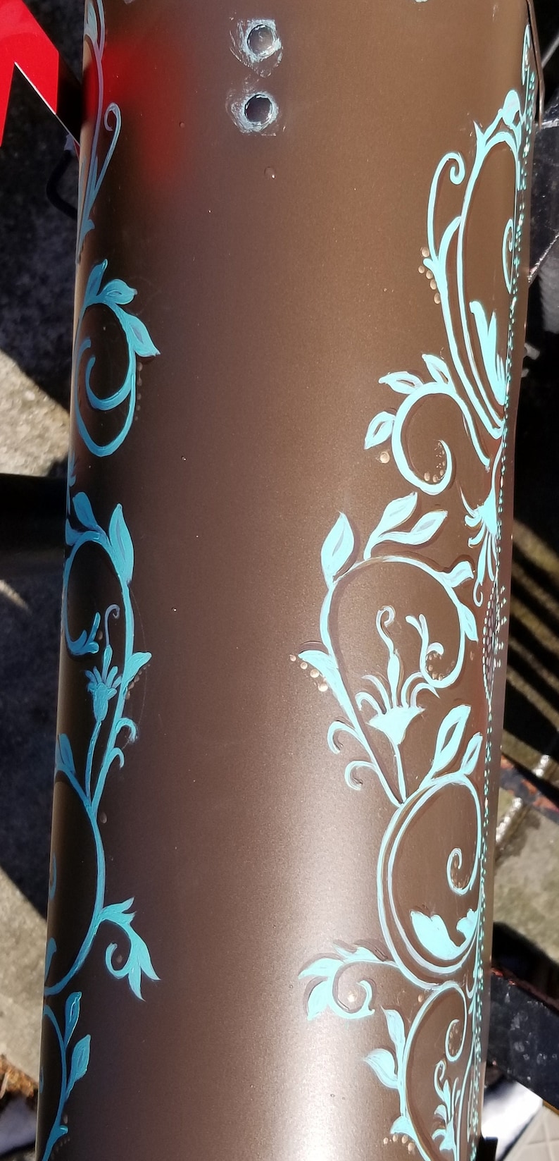 Hand Painted Mailbox Western Design Bronze Look With Painted Turquoise ...