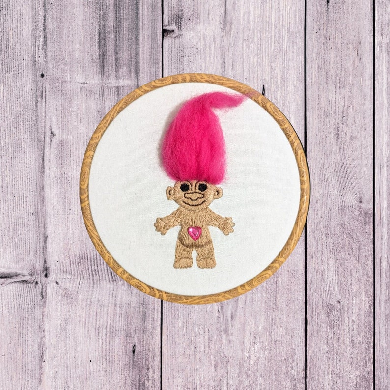 Bejeweled Troll Embroidery Pattern for Beginners | Easy Embroidery ...