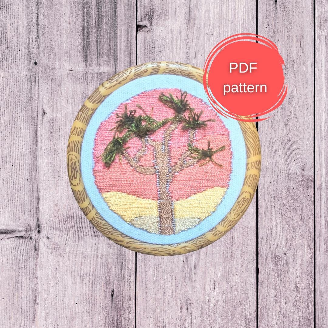 Joshua Tree Embroidery Pattern: Mini Travel Hoop (PDF Pattern) - Etsy