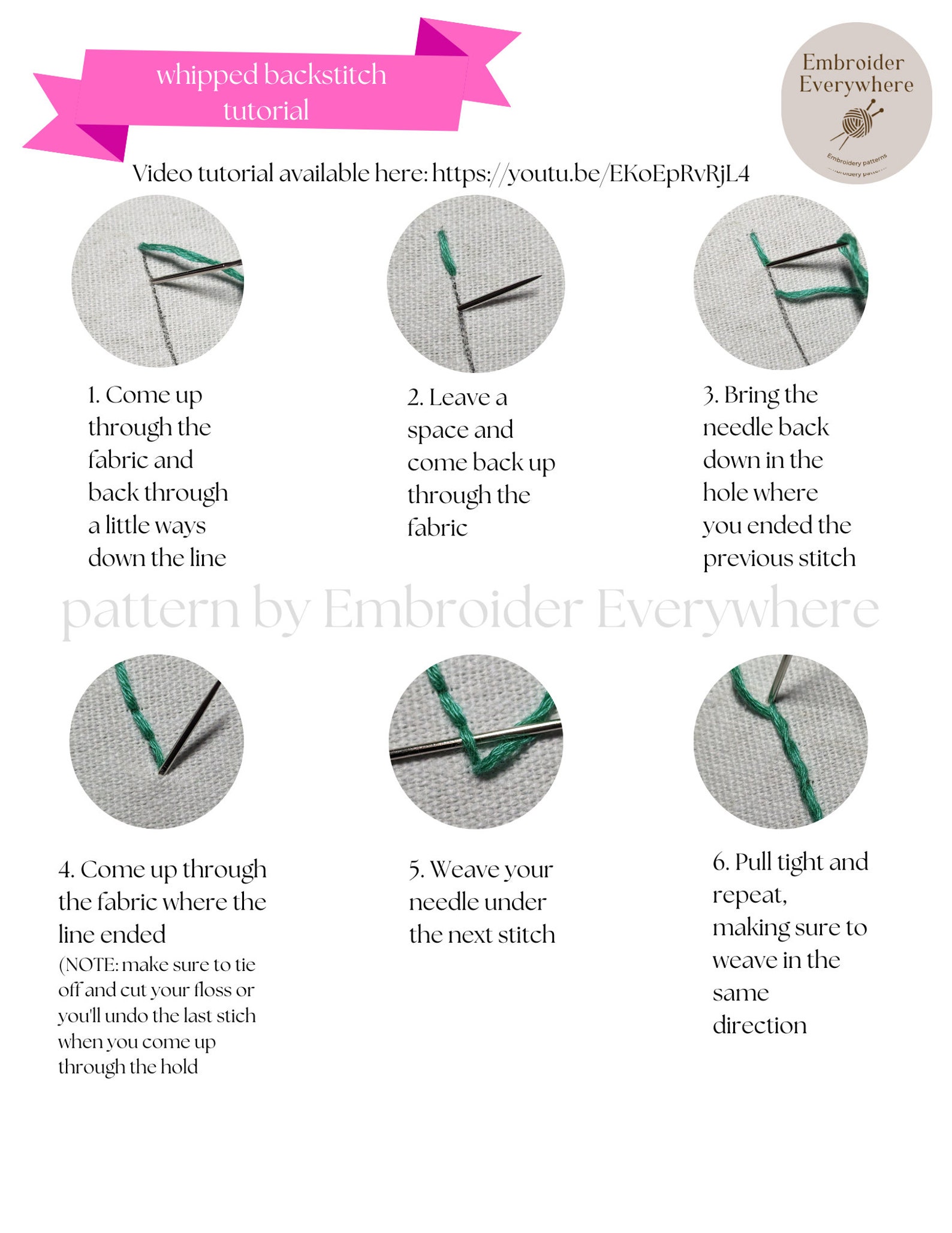 Easy Embroidery Pattern for Beginners | Modern Embroidery Pattern ...