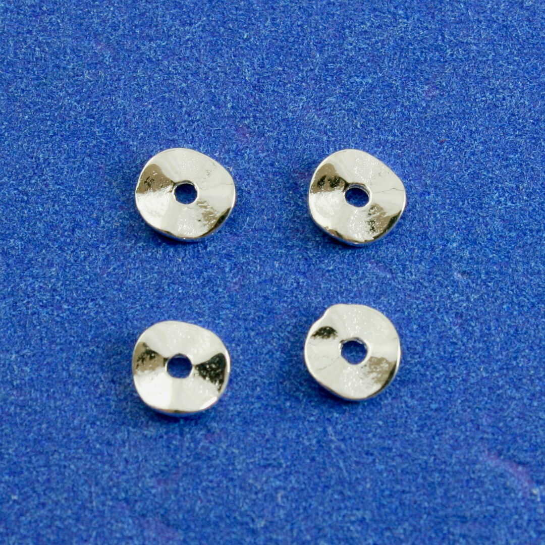 25 Pcs -silver Plated Round Wavy Spacer Beads, 6mm (1/4") Dia, Hole: 1 ...