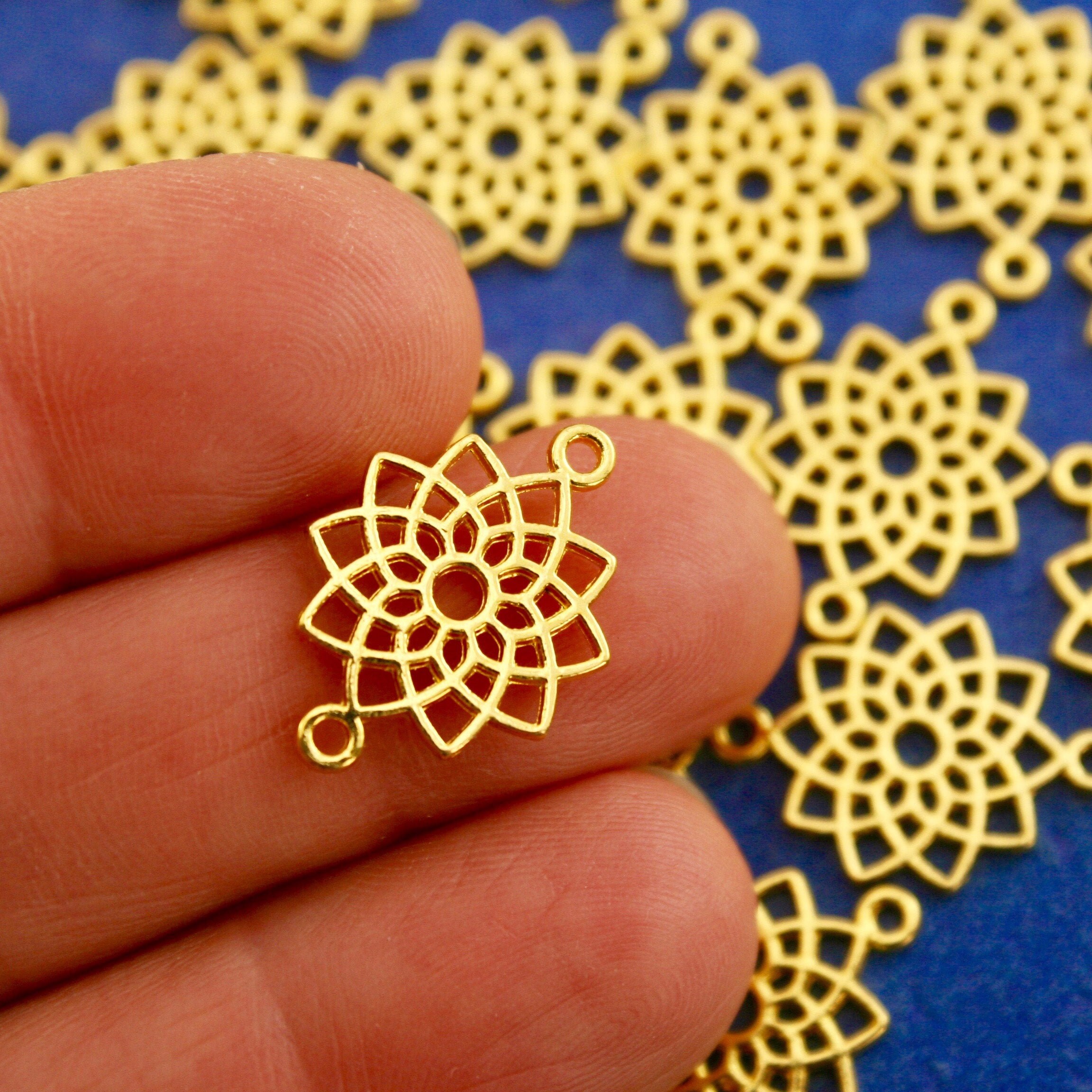 25 Pieces Gold Flower Connectors Gold Flower Link Gold | Etsy