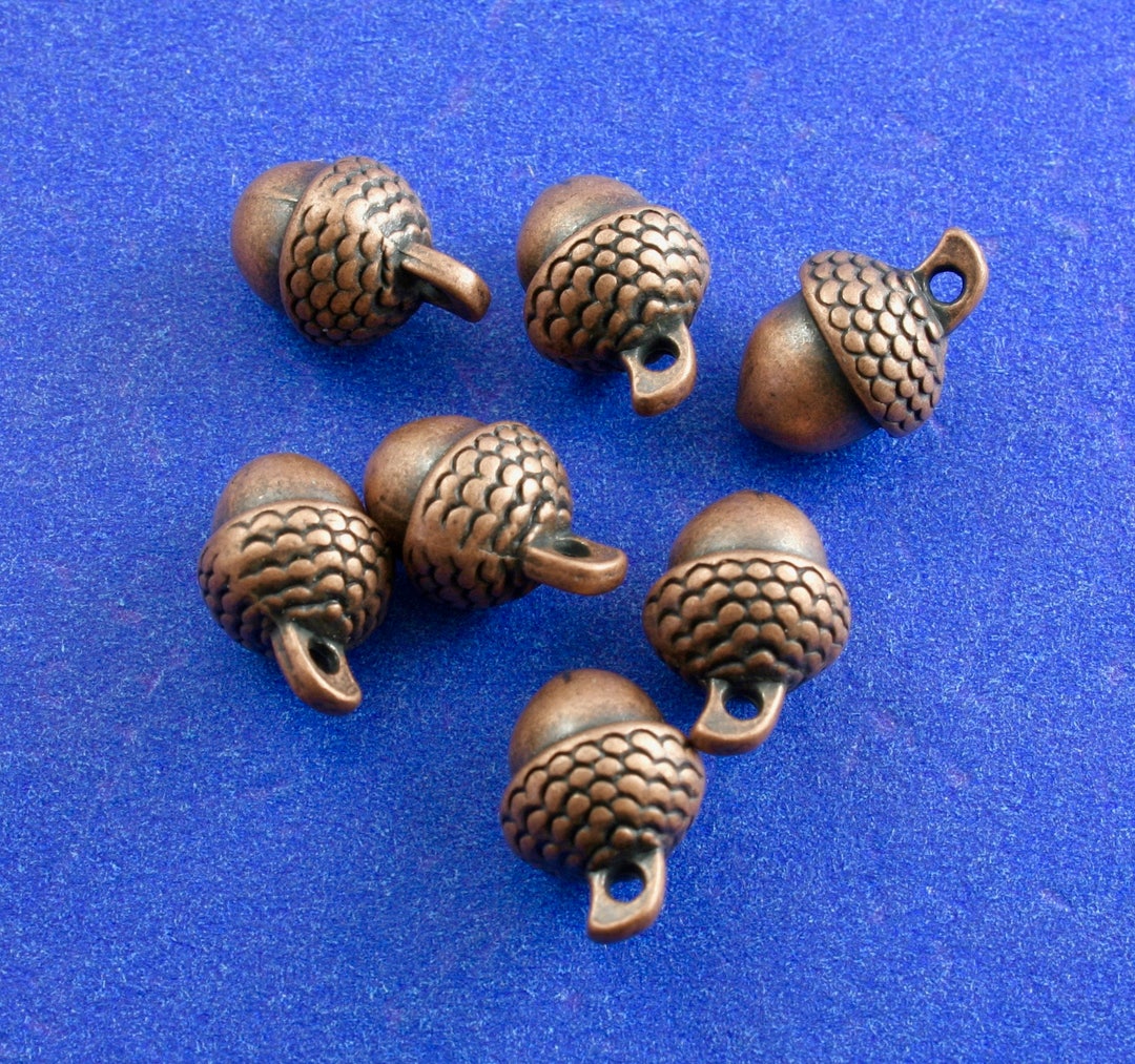 8 Pcs -copper Acorn Charm, 3D Acorns, 15mm X 10mm (5/8" X 3/8") Brown ...