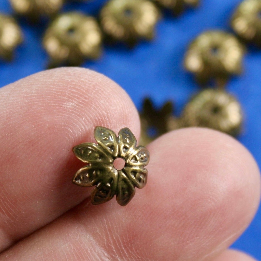 25 Pcs -antique Bronze Flower Beads Caps, Fit Beads Size: 10mm Dia ...
