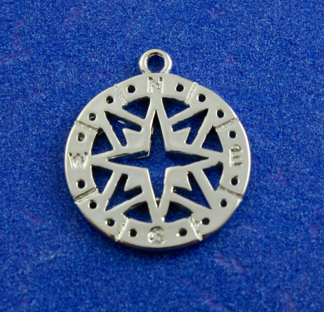 3 Pcs -silver Compass Pendant, Round Compass Charm, 19mm( 3/4") X 16mm ...