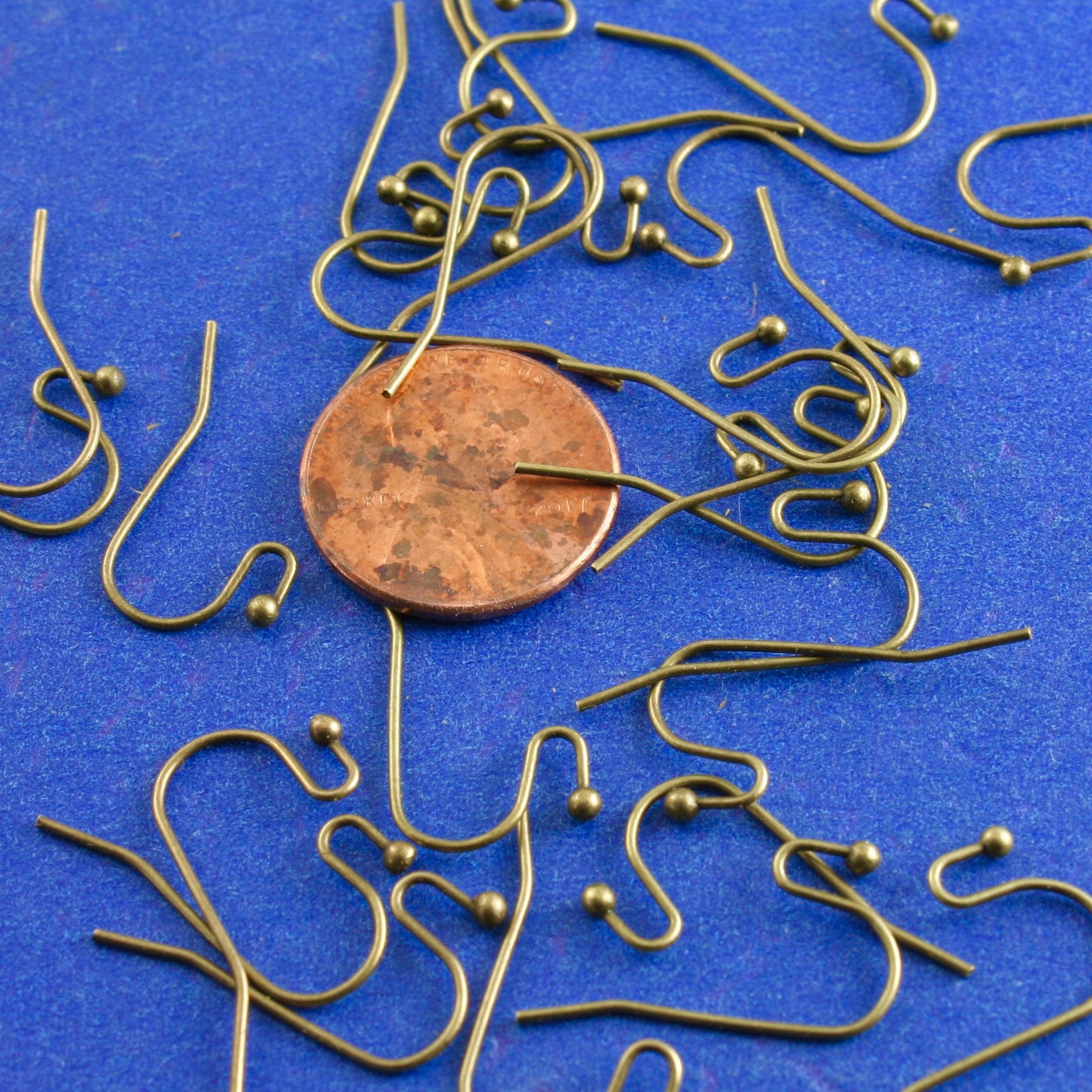 40 Pcs (20 Pair) Antique Bronze/brass Ball End Ear Wire Hooks, Bronze ...