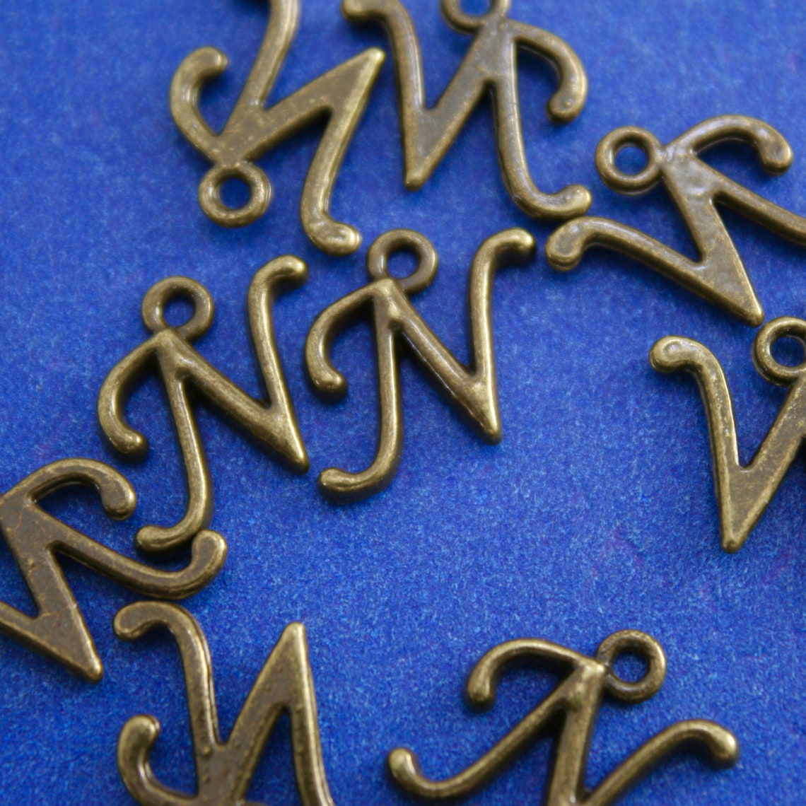 1 or 4 Pcs Antique Brass Script Initial N Bronze Alphabet | Etsy