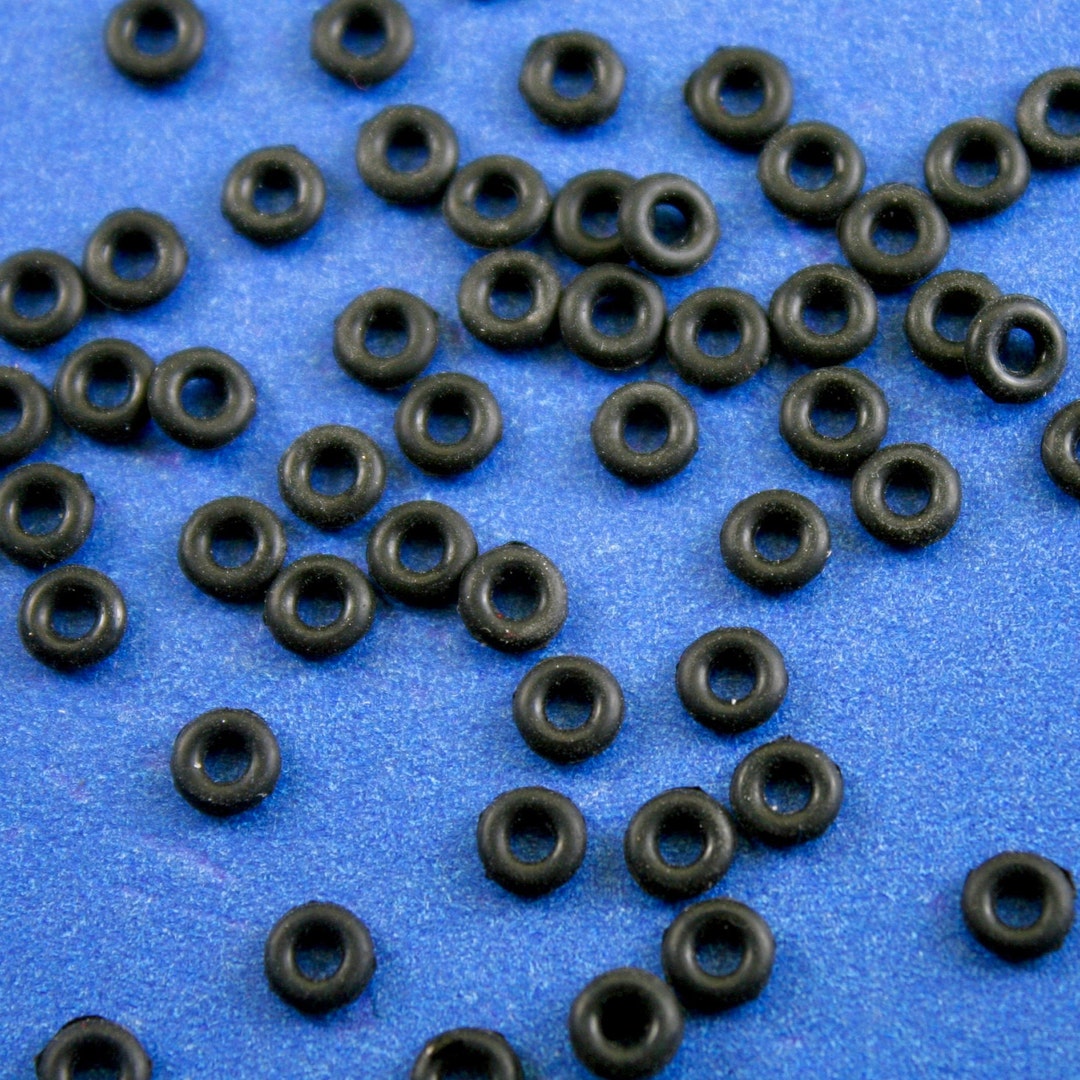 50 Pcs -round Black Rubber Stopper Rings for European Style Bracelets ...