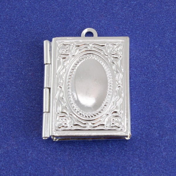 Silver Book Locket - Etsy