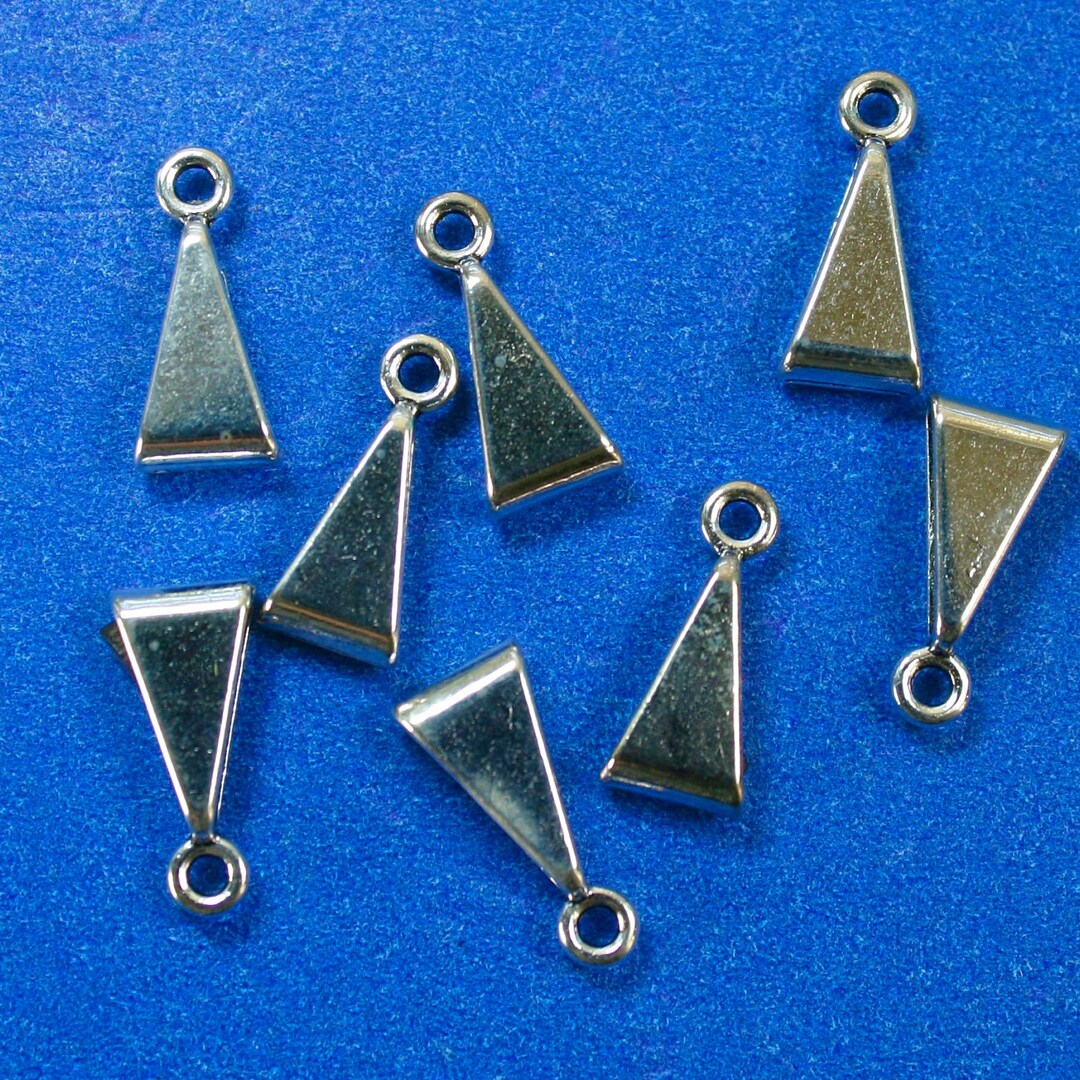 10 Pieces -silver Tone Bail Beads, Antique Silver Triangle Bail, Dull ...