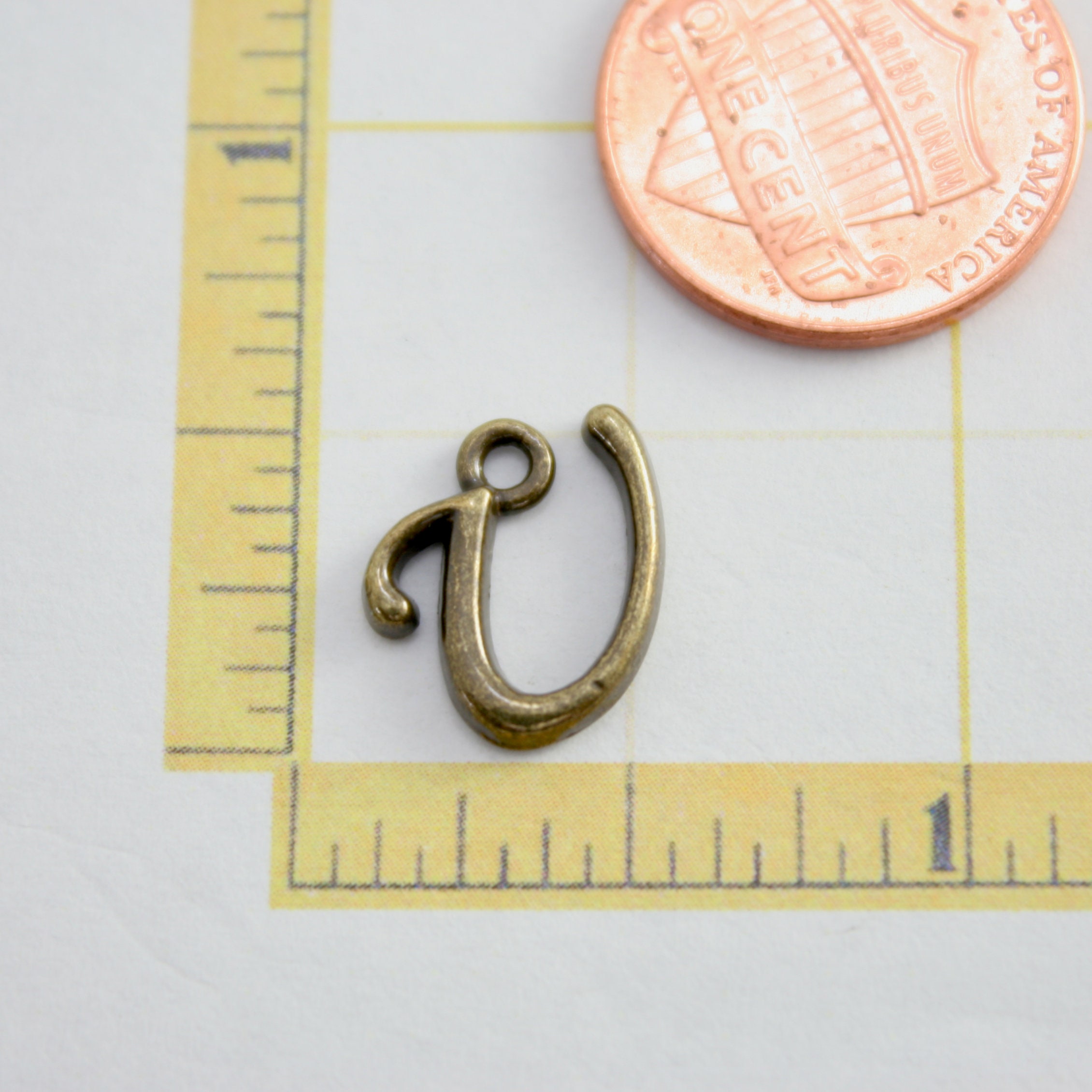1 or 4 Pcs Antique Brass Script Initial U Bronze Alphabet - Etsy UK
