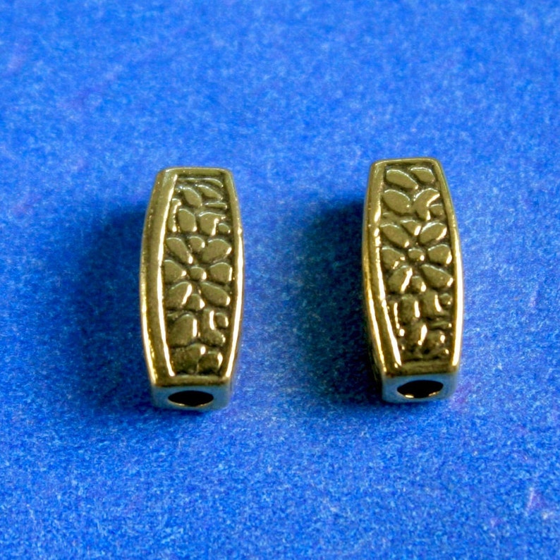 25 Pcs -antique Gold Rectangle Spacer Beads, Oblong Gold Tone Beads ...