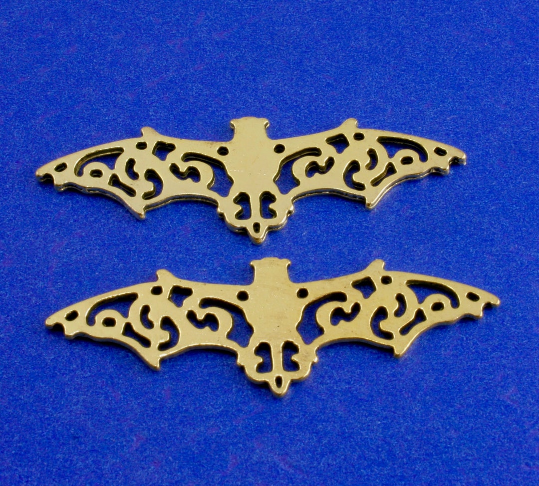 1 Or4 Pcs bright Gold Bat Pendant, Filigree Bat Charm, Flying Bat, Gold ...