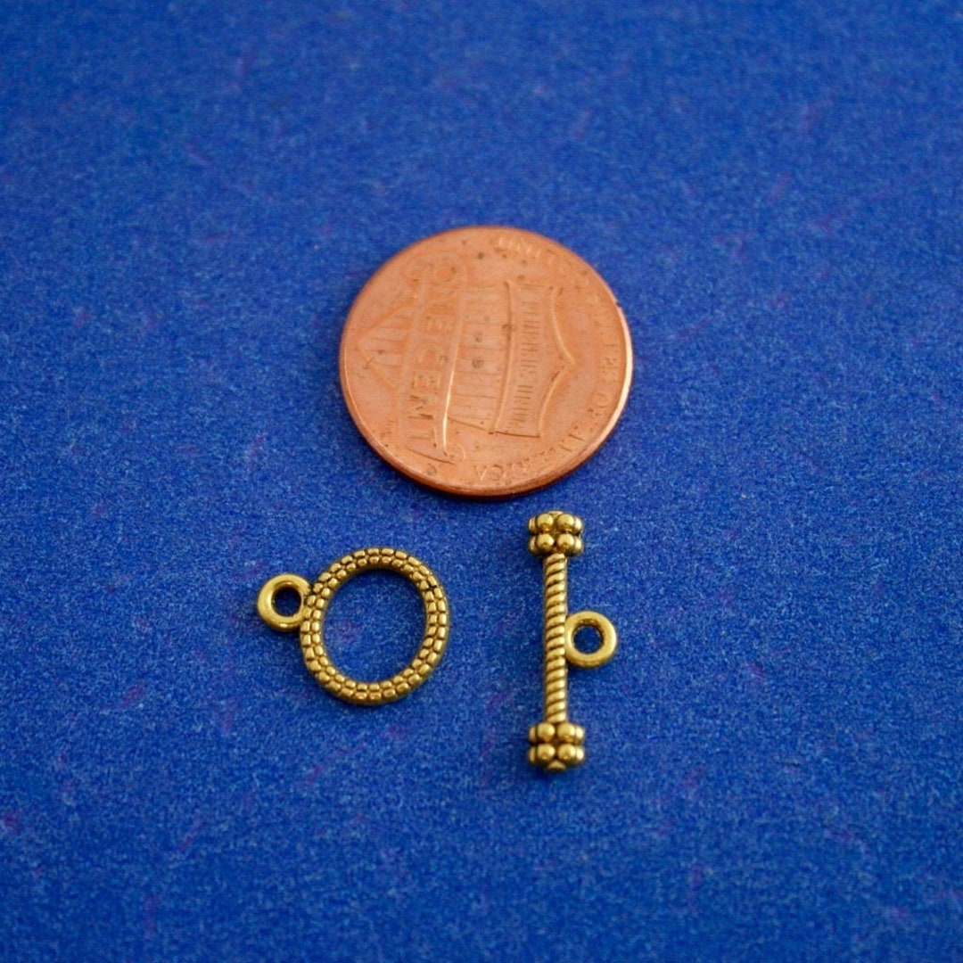 5 Sets -small Antique Gold Toggle Clasp, Patterned Toggle Clasp, Gold ...