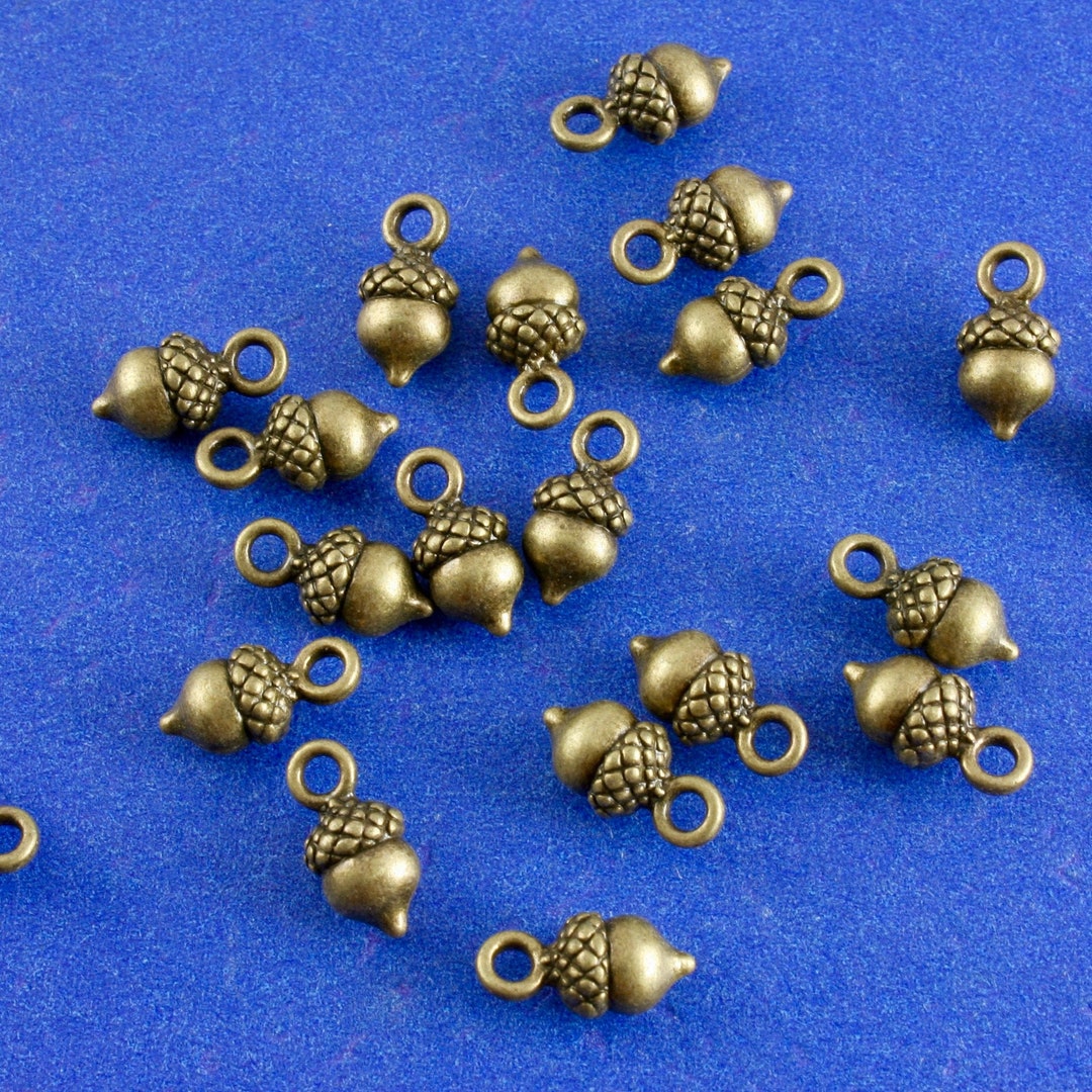 10 Pcs -antique Brass Acorn Charms, Antique Bronze 3D Acorn, Tiny Acorn ...