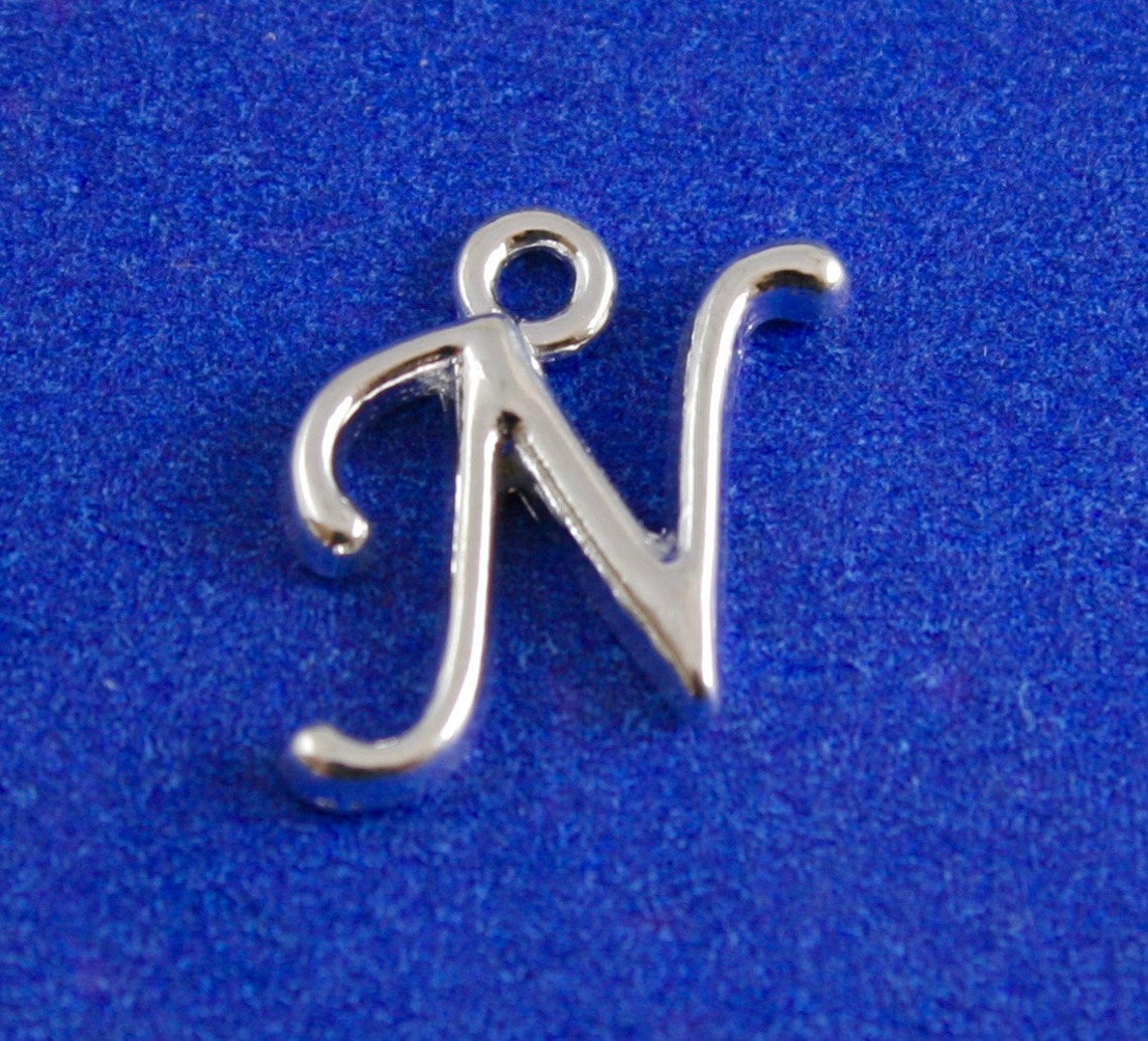 1 or 4 Pcs Silver Script Initial N Silver Plate Alphabet - Etsy UK