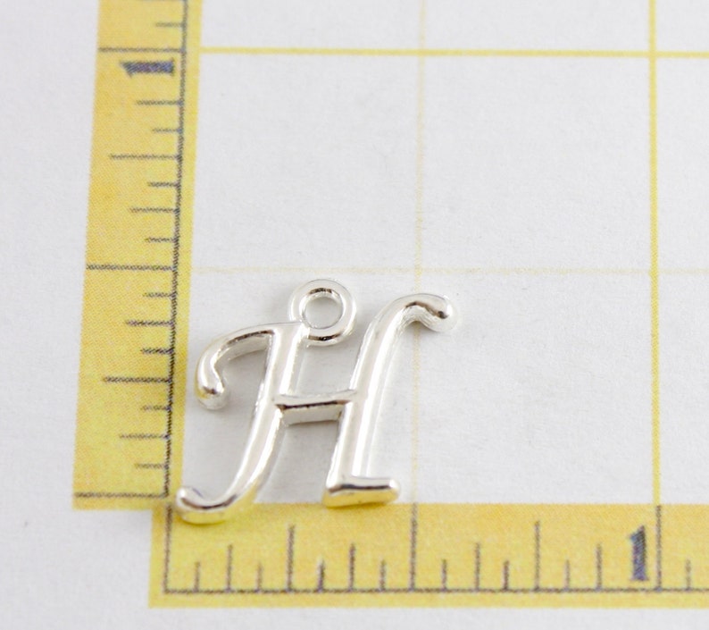 1 or 4 Pcs-silver Script Initial H Silver Alphabet Letter H - Etsy