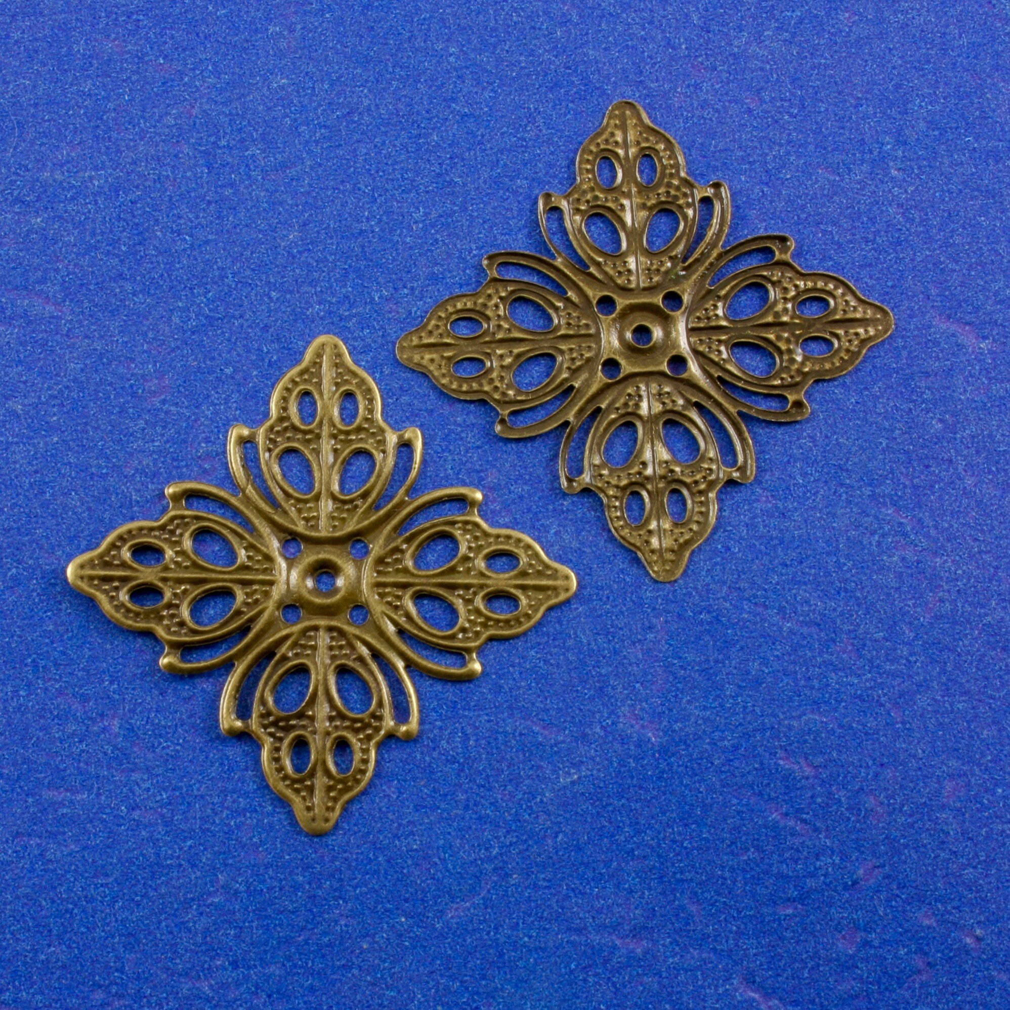 10pcs filigree Flower Stamping Antique Brass Filigree - Etsy