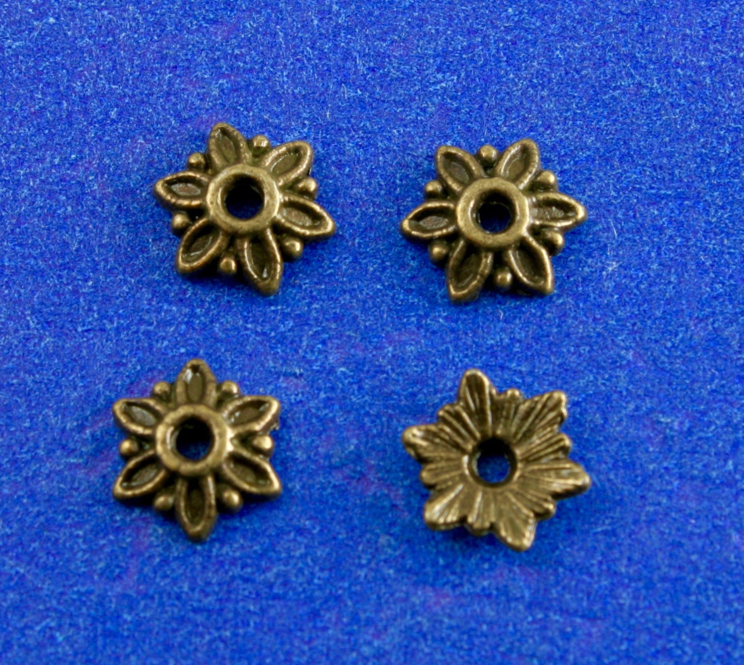 30 Pcs -antiqued Brass Bead Caps 6 Petals Flower 8mm X 7mm, Antique ...