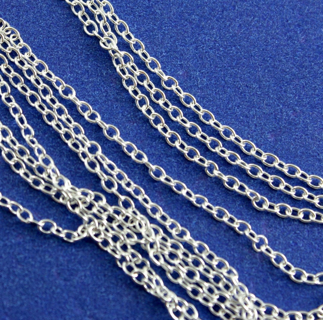5M (16ft) - 2x1.5mm Silver Cable Chain, Fine Silver Chain, Silver Plate ...