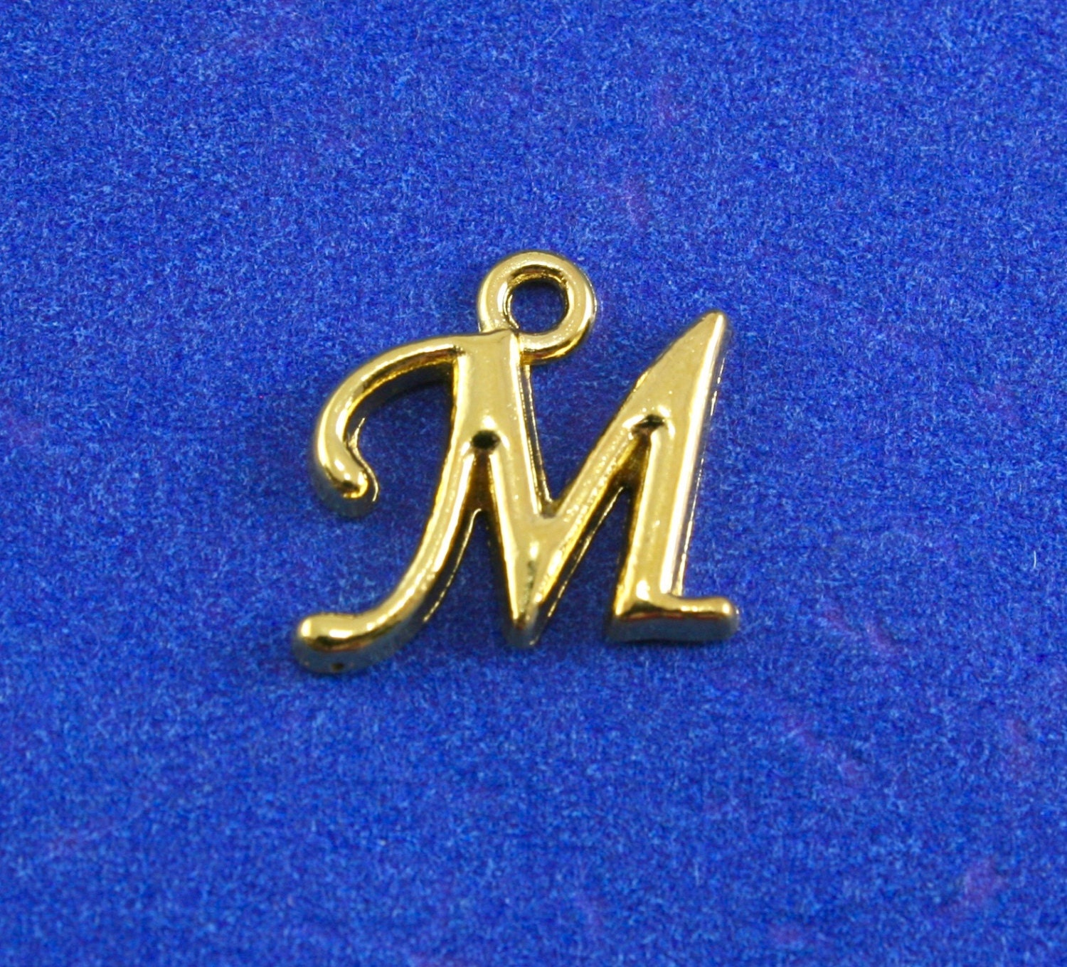 1 or 4 pcs Gold Script Initial M Gold Plate Alphabet Charm | Etsy