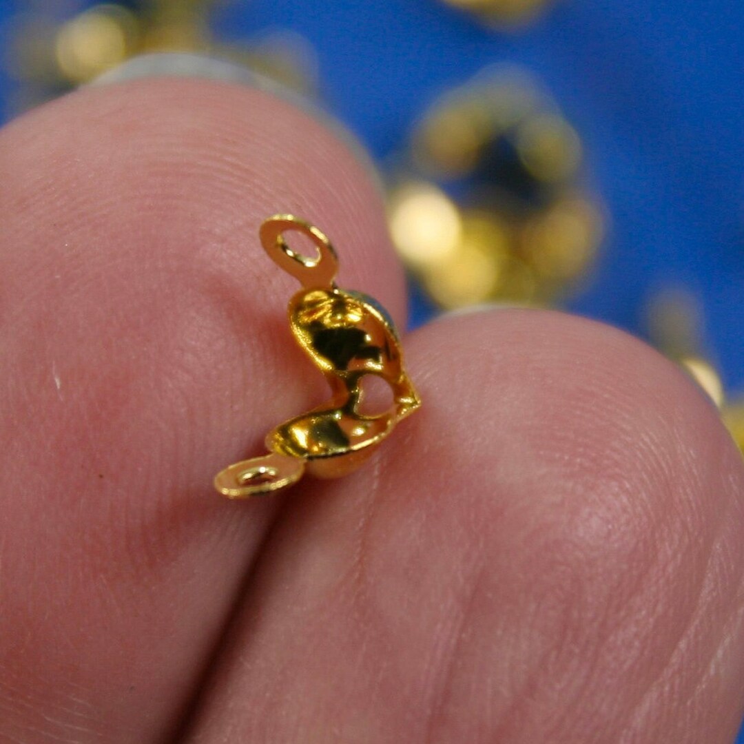 50 Pieces -gold Clamshell Beads Tips (knot Cover), Gold Plated ...