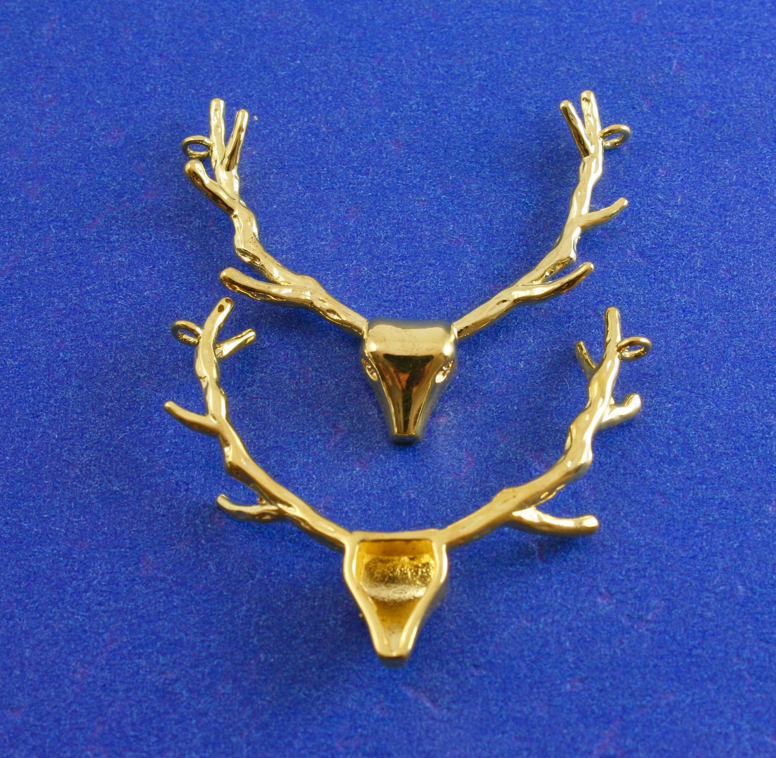 1 pcs 39mm Deer Antlers Gold Plated Charm Gold Buck with | Etsy
