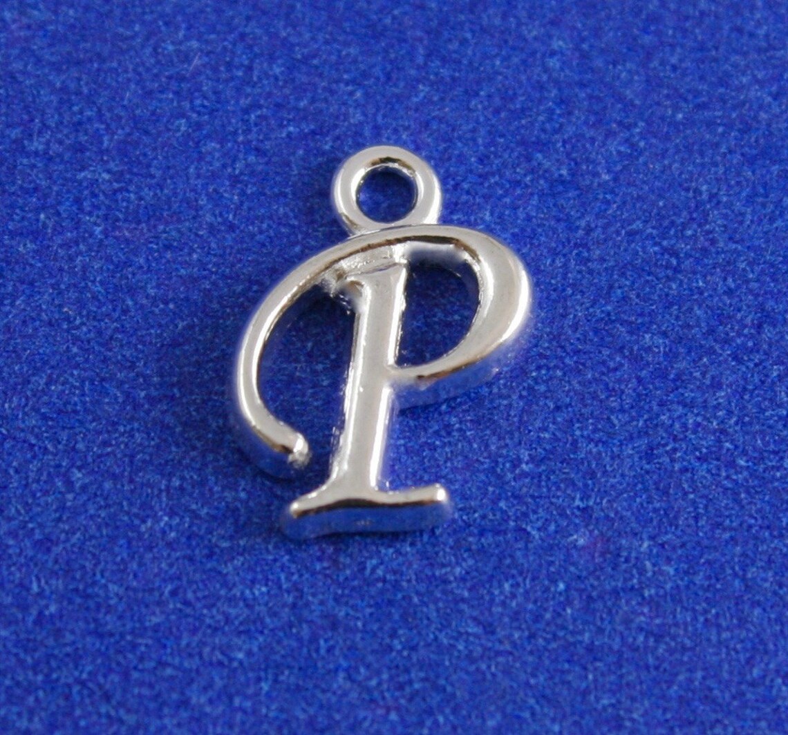 1 or 4 pcs Silver Script Initial P Silver Plate Alphabet | Etsy