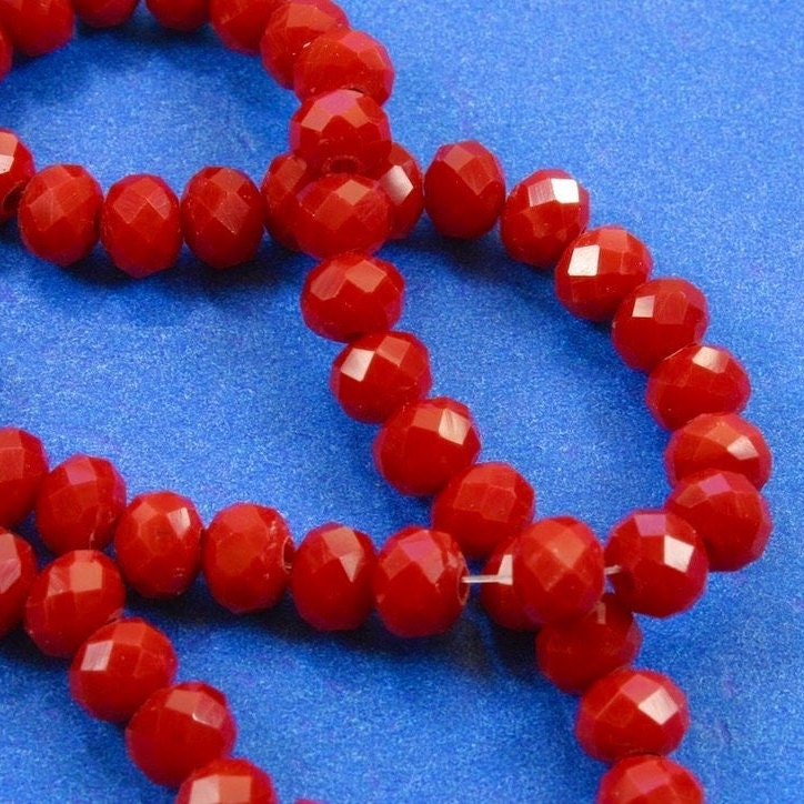 25 Pcs -opaque Red Faceted Glass Beads, Round Red Wine Beads, About 8mm ...