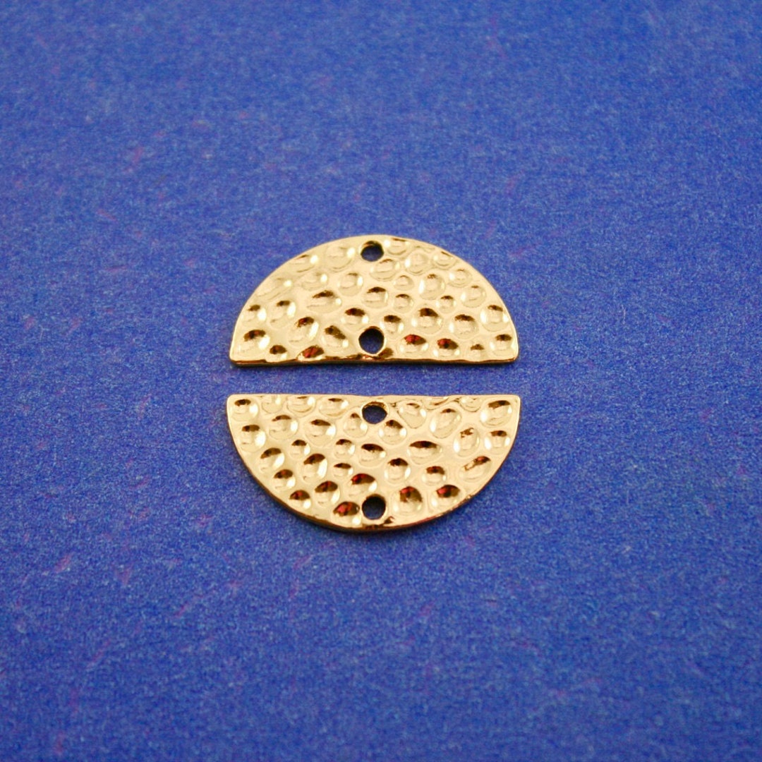 5 Pcs -gold Half Round Hammered Connectors, Earring Drop, Half Round ...