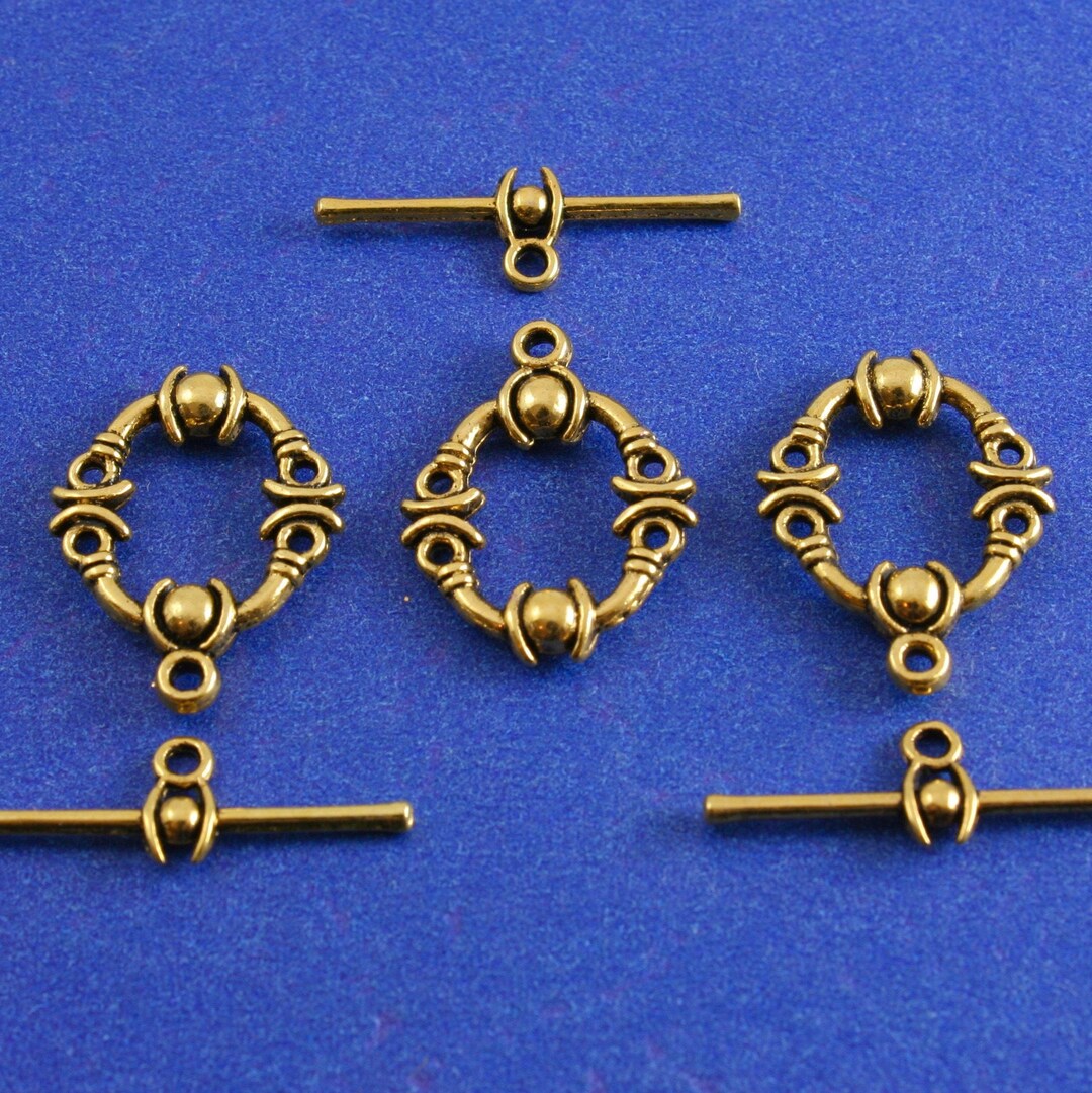 5 Sets -fancy Antique Gold Toggle Clasp, Toggle Clasps Oval Gold Tone ...
