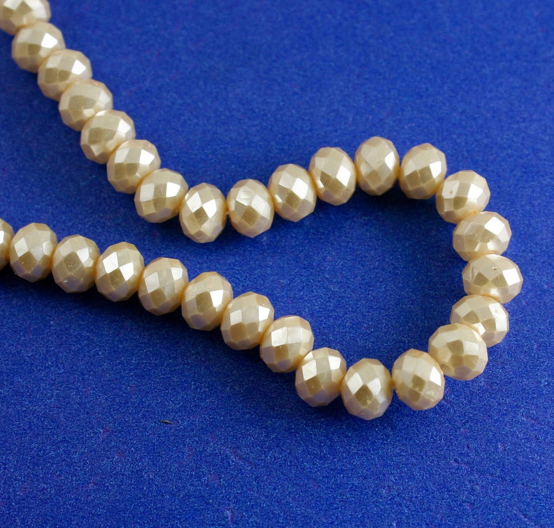 23 Pcs champaigne Pearl Faceted Glass Abacus Beads, 8.0mm 3/8 X 6.0mm 1 ...