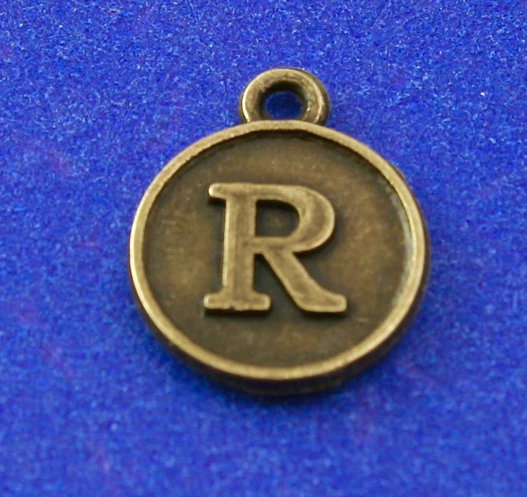 4 Pieces Letter 'R' Antique Bronze Round Alphabet/letter Pendants 13mm ...