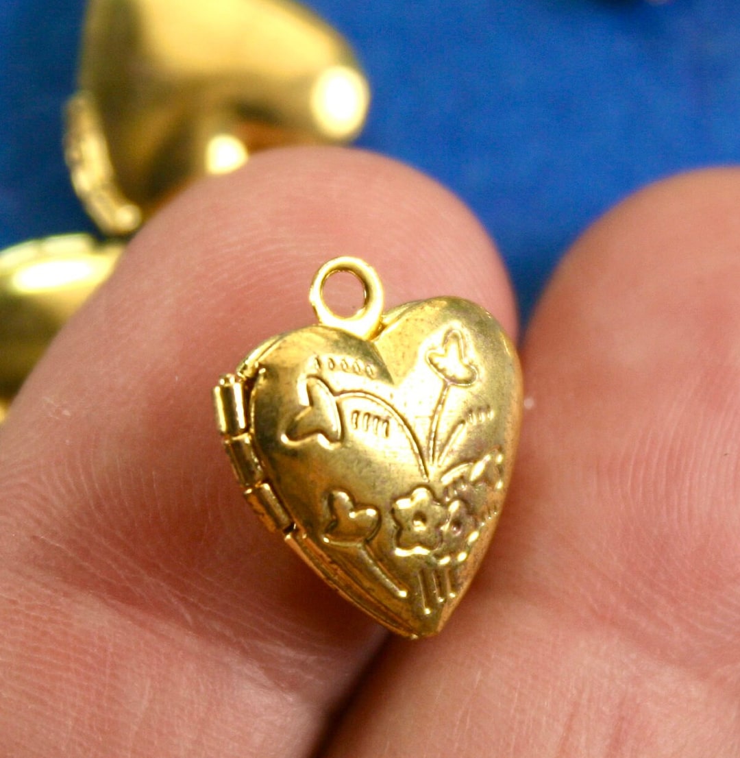 1 Pcs -small Golden Heart Locket, Gold Heart Pendant, 2 Picture Locket ...
