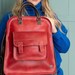 Red Leather Woman Work Bag, Vintage Leather Bag Woman, Leather Top ...