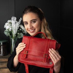 Mini Leather Bag Women, Small Satchel Purse for Everyday, Red Leather ...