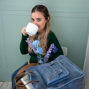 Sky Blue Work Tote Bag, Light Blue Cross Body Purse Women, Women Laptop ...