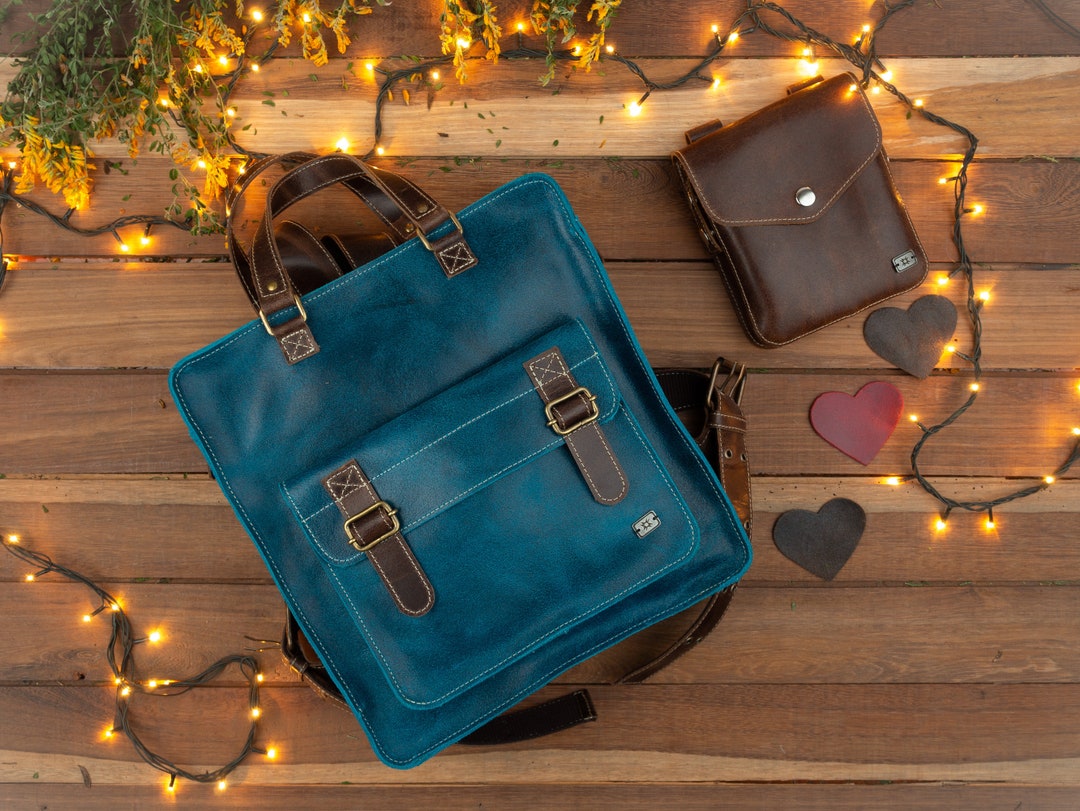 Personalized Gift Leather Backpack for Work and Waist Bag Gift for Her ...