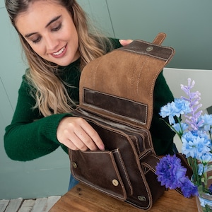 Retro Brown Leather Mini Satchel Bag Small Vintage Crossbody Purse ...