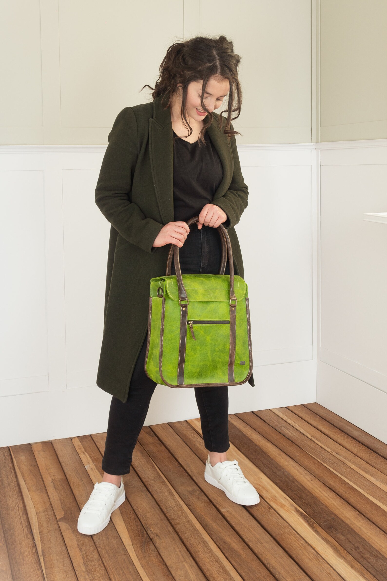 Women Laptop Bag Green Leather Handbag for Women Tote Bag - Etsy
