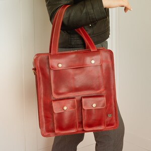Leather Backpack Women Convertible Backpack Red Cute Bag, Laptop ...