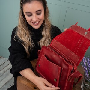 Mini Leather Bag Women, Small Satchel Purse for Everyday, Red Leather ...