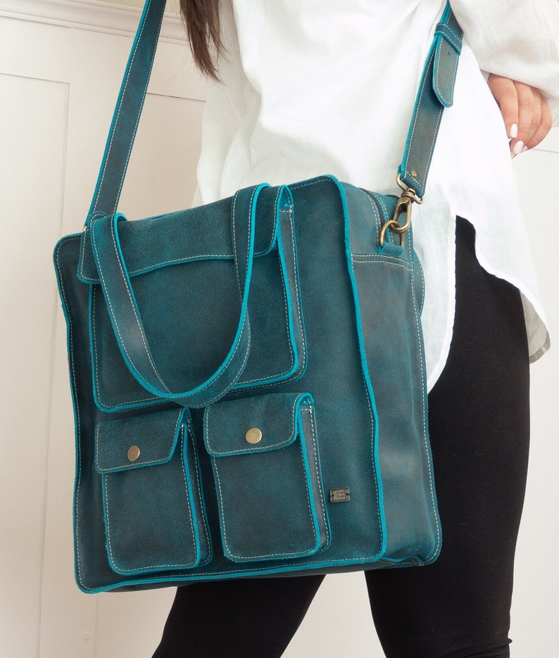 Convertible Backpack Turquoise Leather Crossbody Leather - Etsy