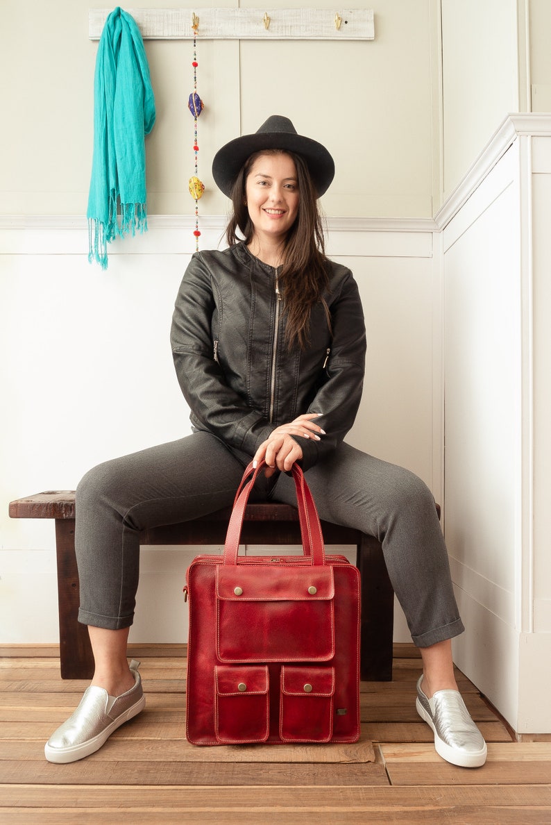 Leather Backpack Women Convertible Backpack Red Cute Bag - Etsy